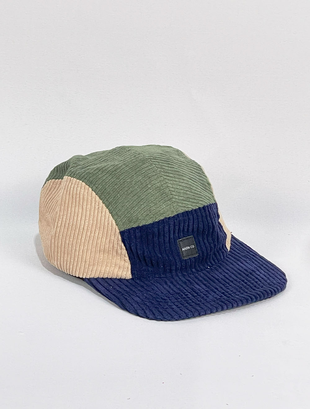 Boné 5 Five Panel 3 Cores Veludo - Marinho/Verde/Bege